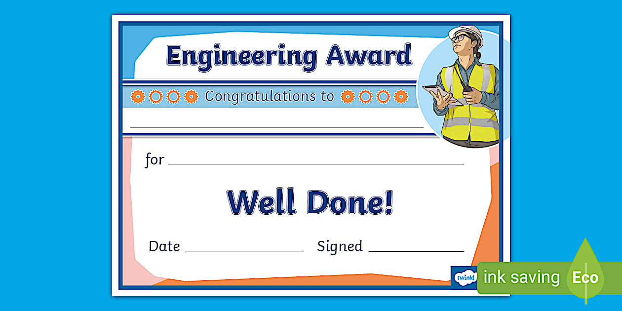 Engineering Award Certificate - KS2 - STEM (teacher made)