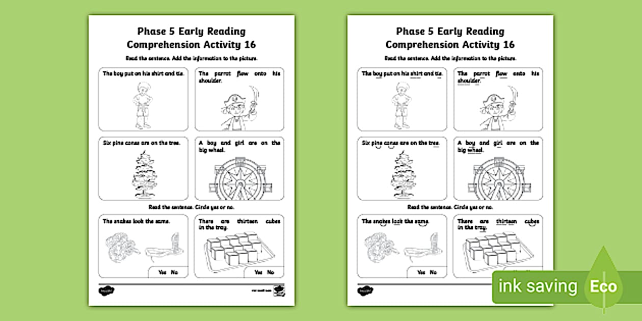 Phase 5 EYFS Reading Comprehension Activity 16 - Twinkl