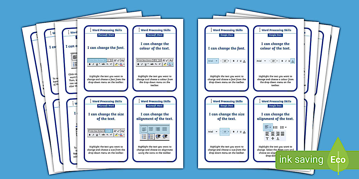 KS2 Word Processing Skills 'I Can...' Help Cards - Twinkl UK
