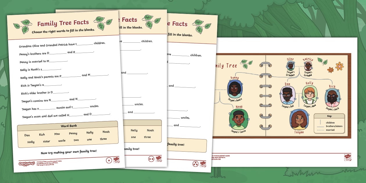 Family Tree Fill in the Blanks Cloze Procedure Activity
