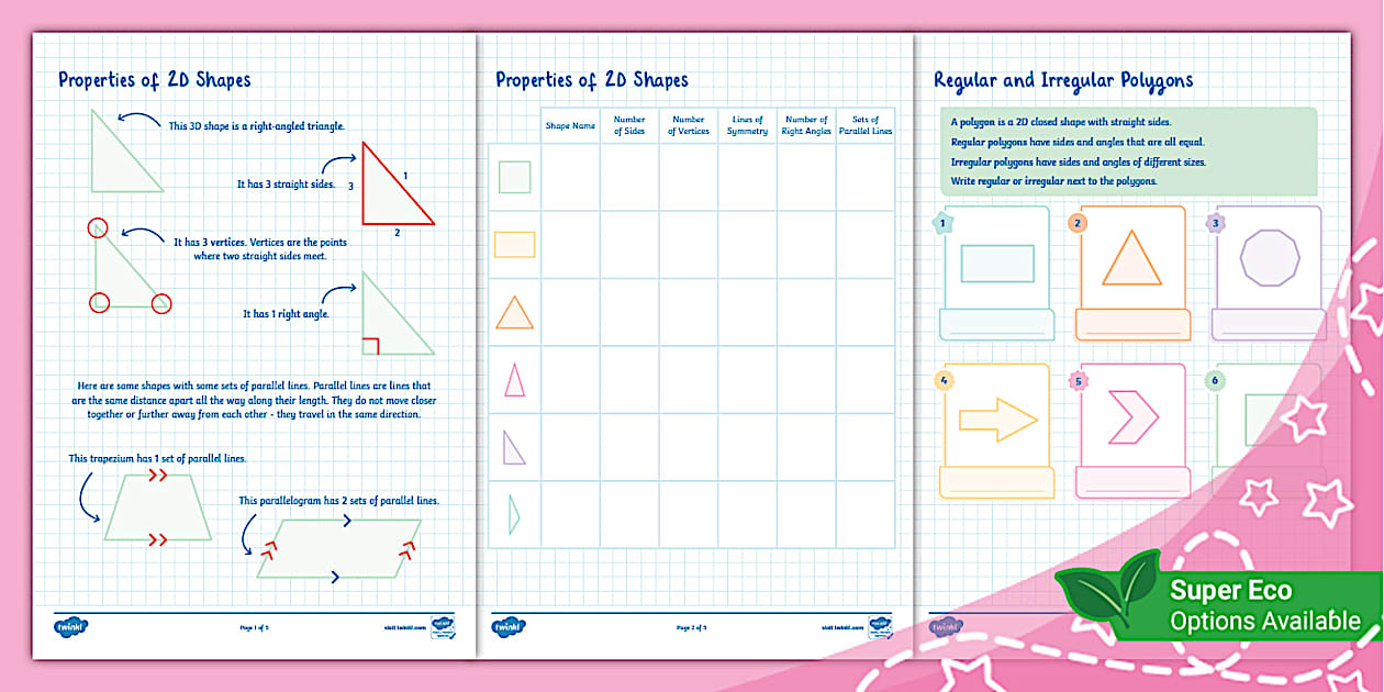 👉 Year 5 Properties of 2D Shapes Activity (Ages 9 - 10)
