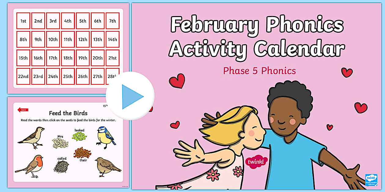 Phase 5 February Phonics Activity Calendar PowerPoint