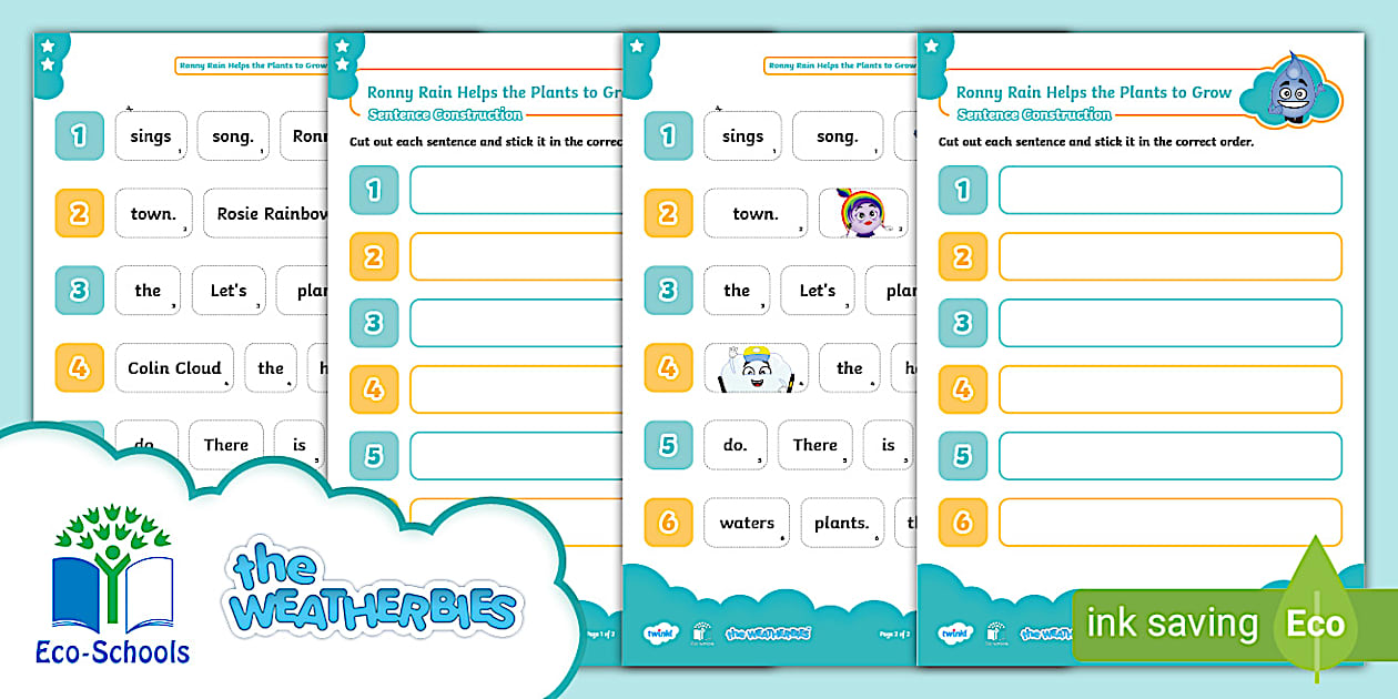 FREE! - Ronny Rain Helps the Plants to Grow Sentence Construction