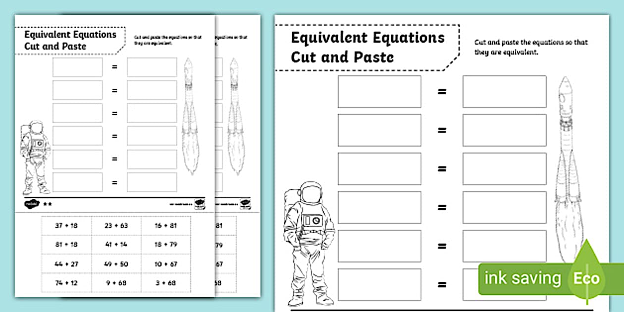 Equivalent Equations Cut and Paste (Teacher-Made) - Twinkl