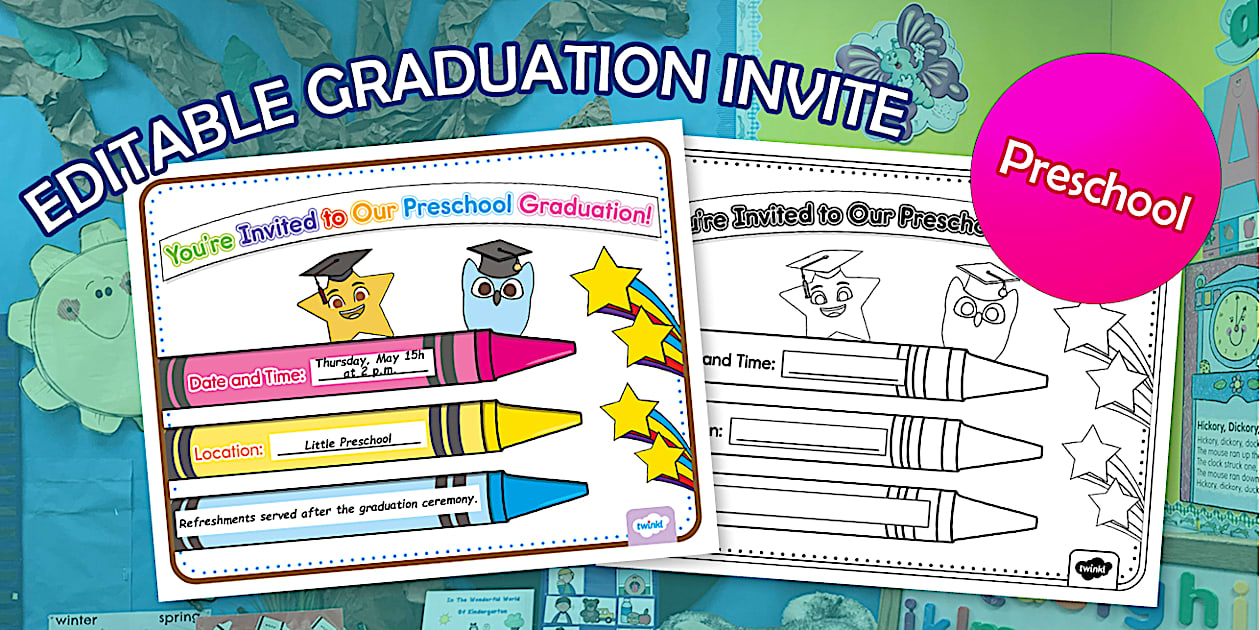 Editable Preschool Graduation Invitation - Twinkl