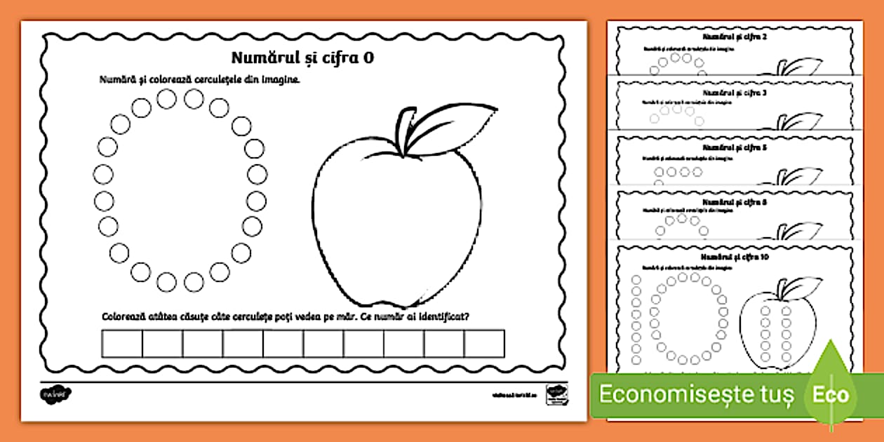 Mărul: Numerele de la 1 la 10 – Fișe de lucru - Twinkl
