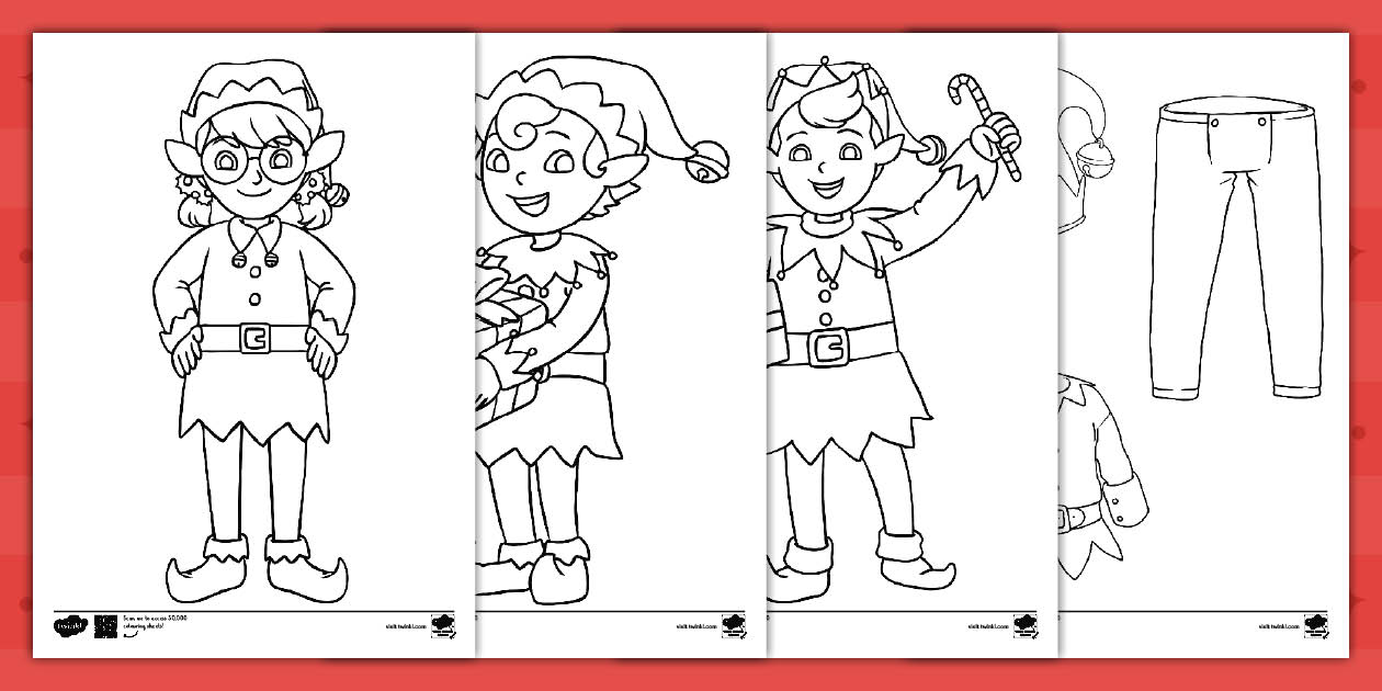 Elf Clothes Colouring Page (teacher made) - Twinkl