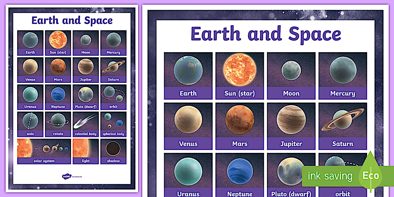 Year 5 Science Earth and Space Word Grid (teacher made)