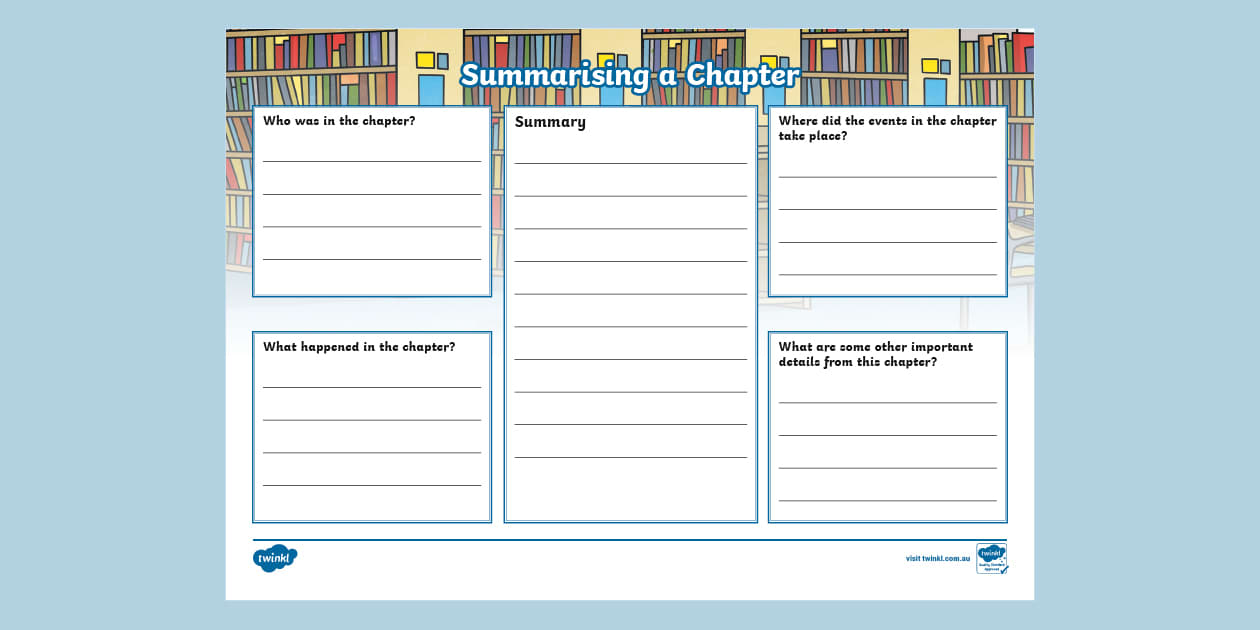Chapter Summary Worksheet | Reading Comprehension Strategies
