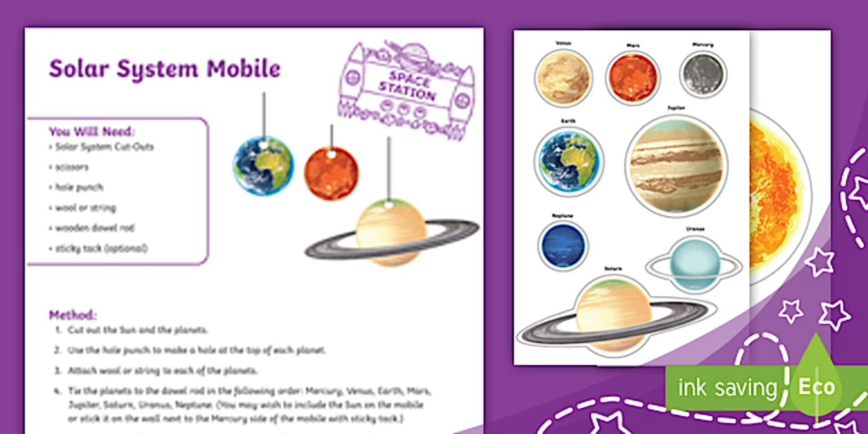 Black and White Solar System Mobile Craft Instructions