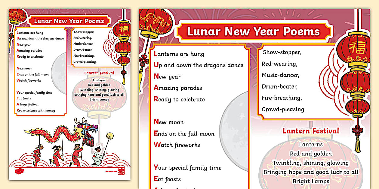 KS1 Lunar New Year Poem Examples (teacher made) - Twinkl