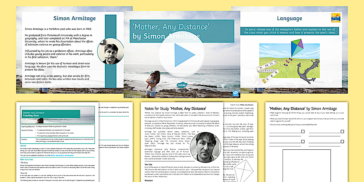 GCSE Poetry Lesson Pack to Support Teaching on 'Mother, Any Distance ...
