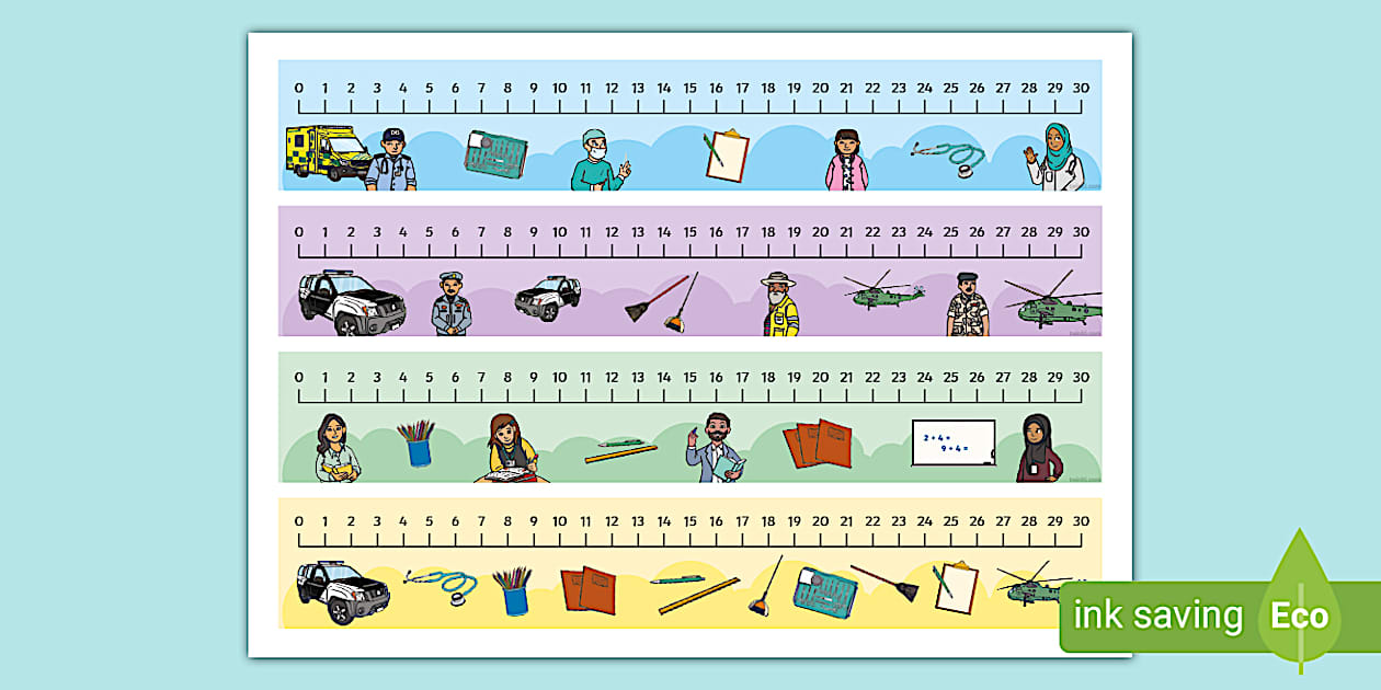 Qatar People Who Help Us Themed Number Line