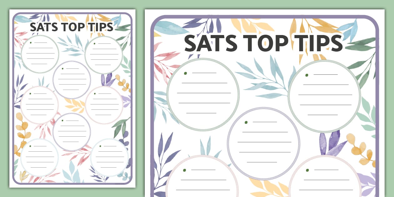 Colourful Botanical Themed SATs Top Tips Writing Template