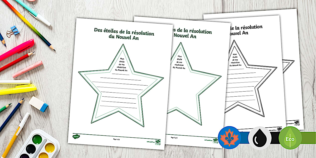 New Year's Resolution Stars Activity French - Twinkl