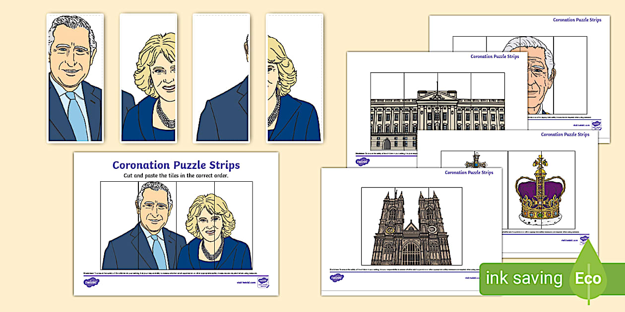 Coronation Puzzle Strips Activity (teacher made) - Twinkl