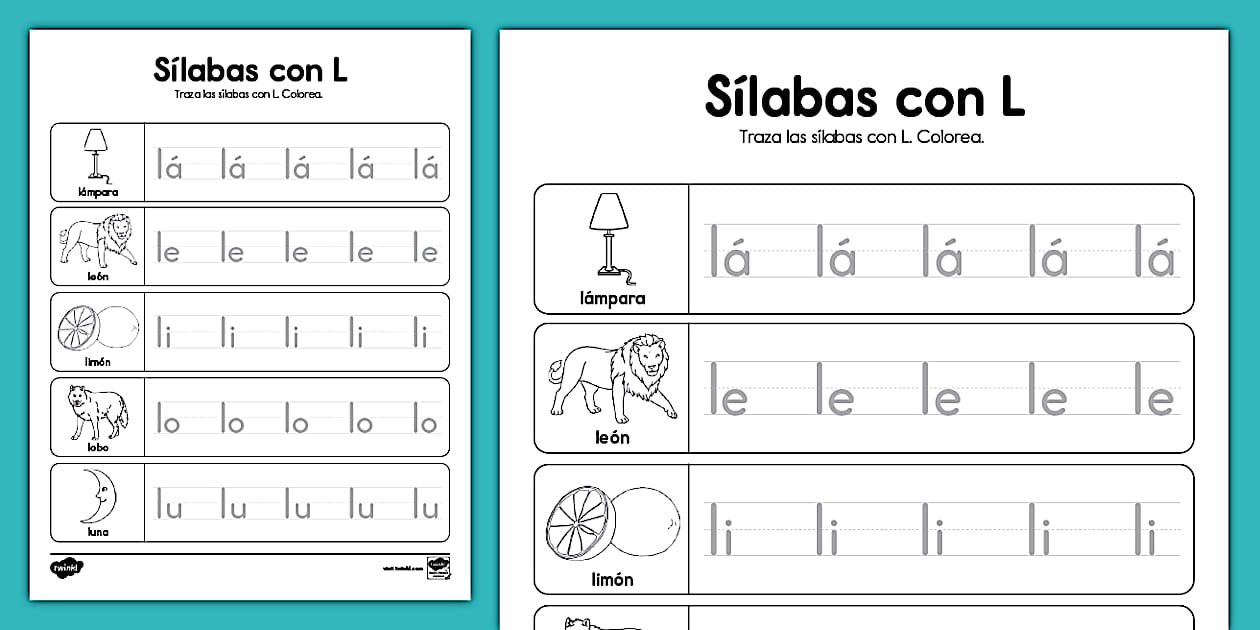Actividad: Sílabas iniciales con L - Twinkl