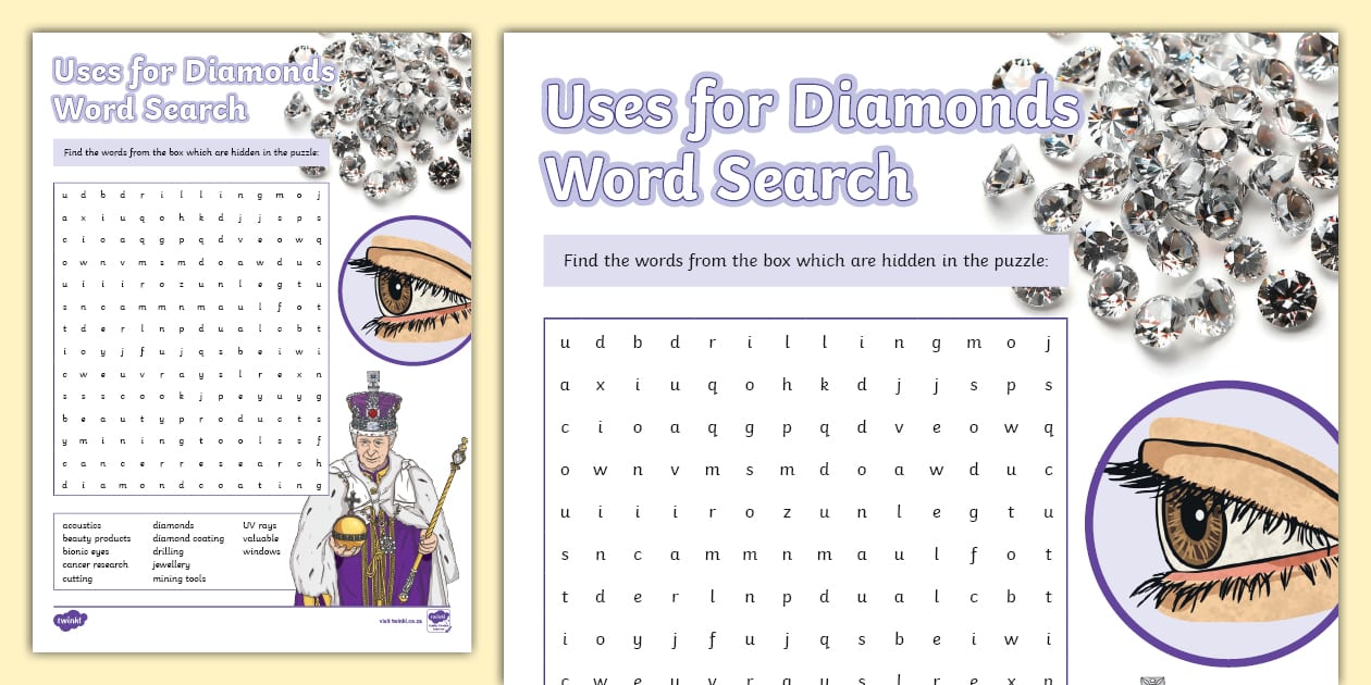 Uses for Diamonds - Word Search (Teacher-Made) - Twinkl
