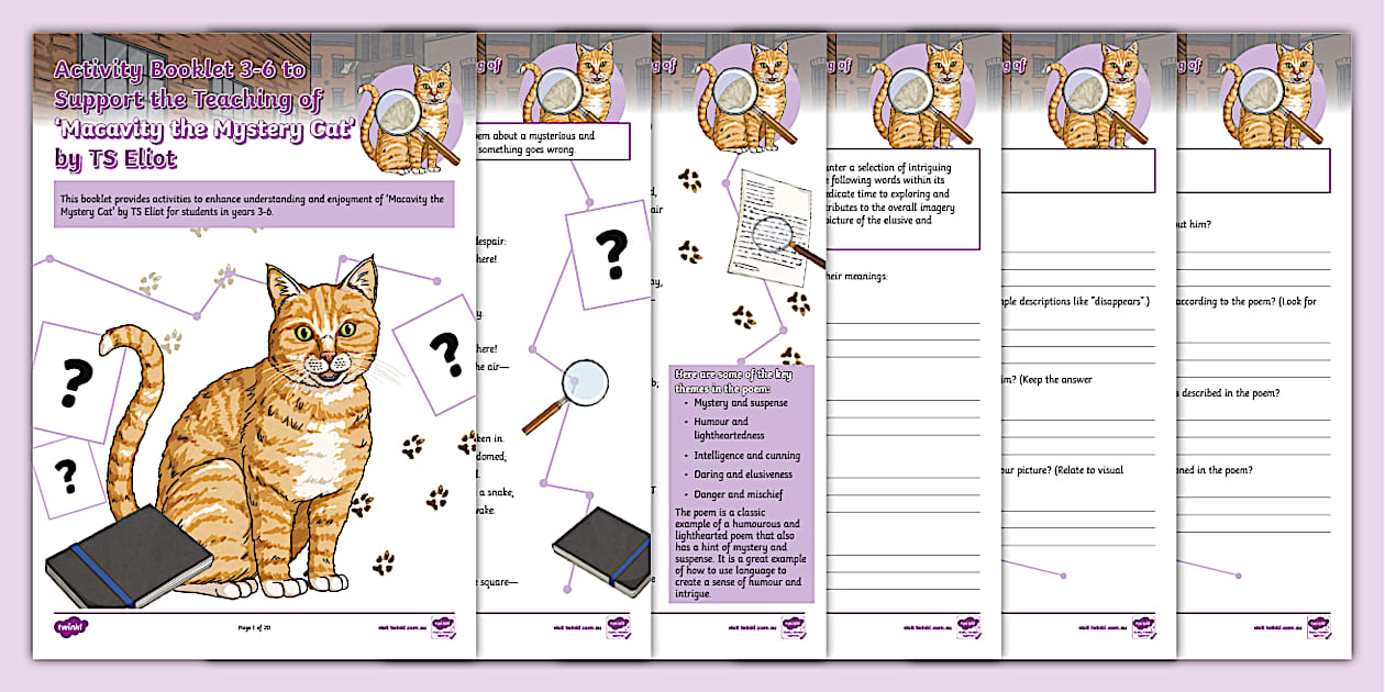 Activity Booklet for ‘Macavity the Mystery Cat’ by TS Eliot