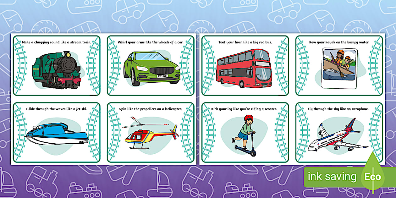 Transport Brain Break Action Cards (Teacher-Made) - Twinkl