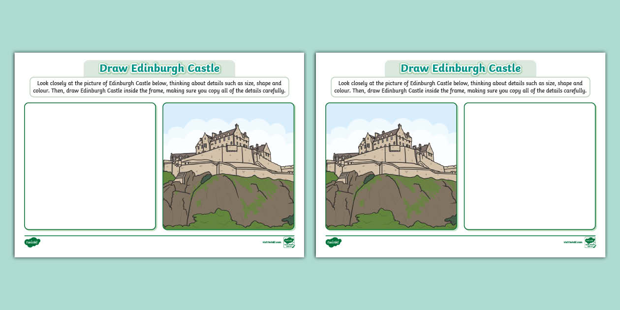 * NEW * Draw Edinburgh Castle Worksheet - Twinkl
