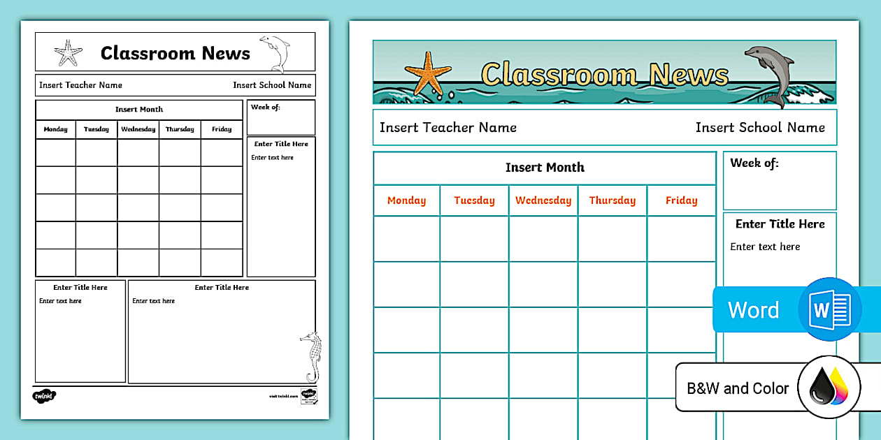 Editable Beach Theme Newsletter