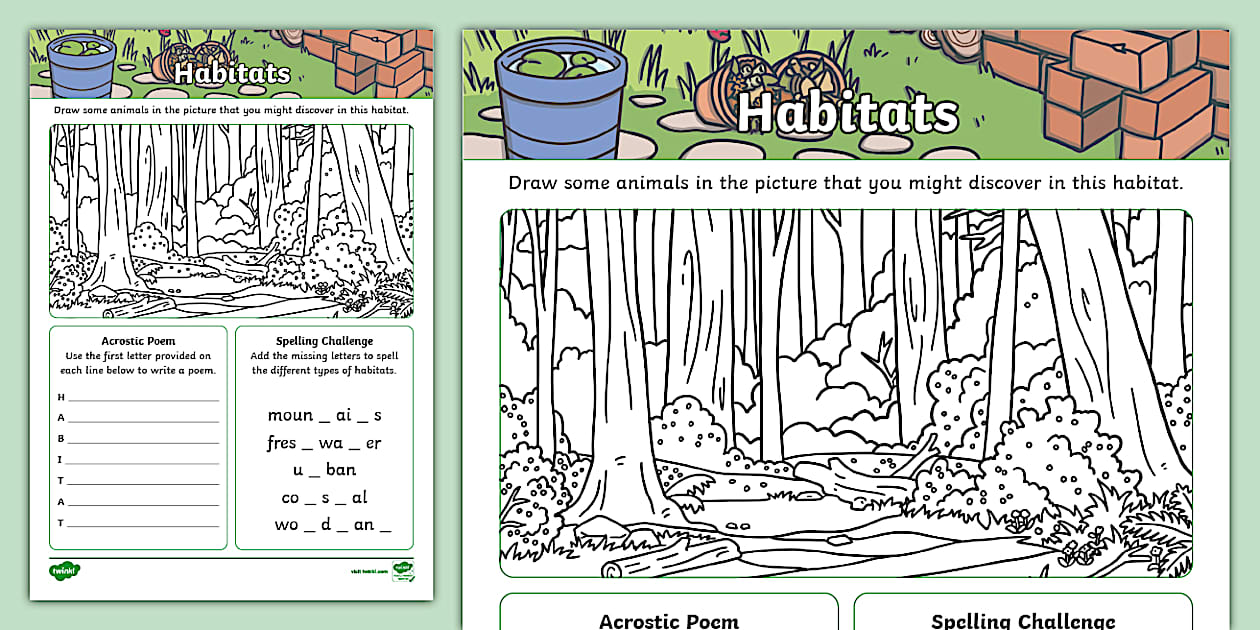 Habitats Boredom Buster Worksheet - Twinkl - KS2 - Twinkl