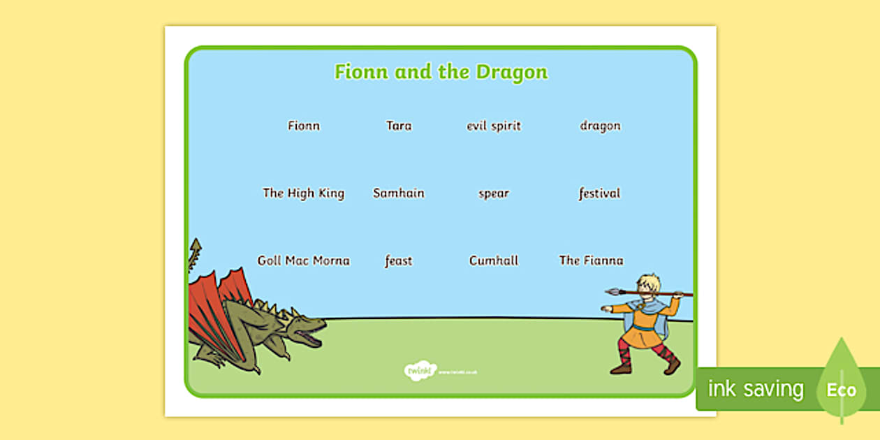 Fionn and the Dragon Vocabulary Mat (teacher made) - Twinkl