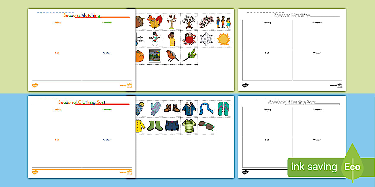 The Four Seasons Matching Activity (Teacher-Made) - Twinkl