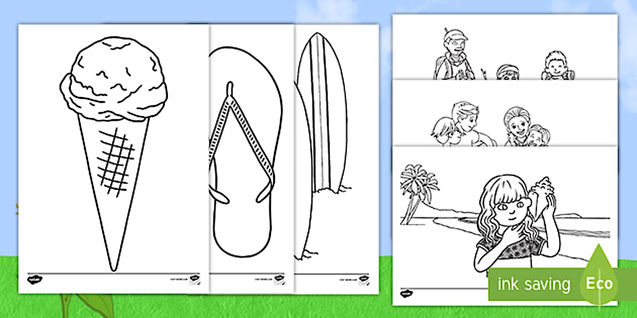 Free Summer Colouring Sheets (teacher made) - Twinkl
