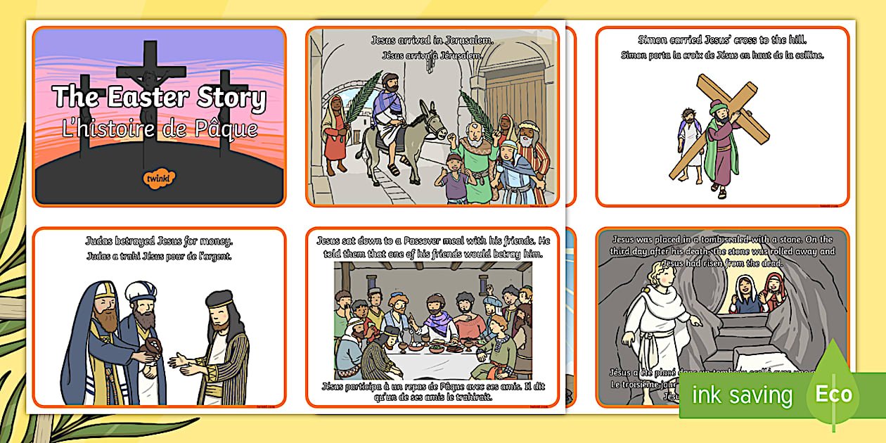 Easter Story Sequencing Cards English/French - Twinkl