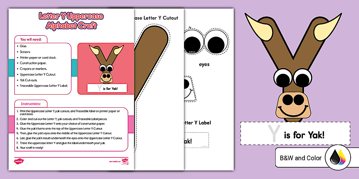 Letter Y Uppercase Alphabet Craft