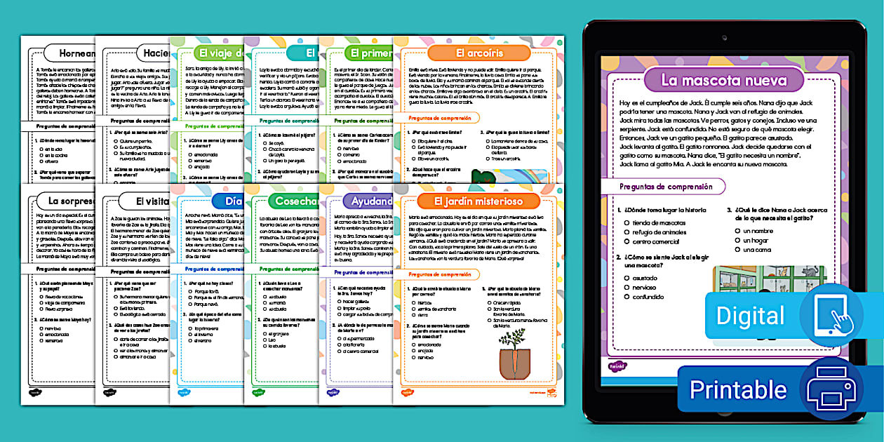 Paquete: Actividades de comprensión de lectura para kindergarten