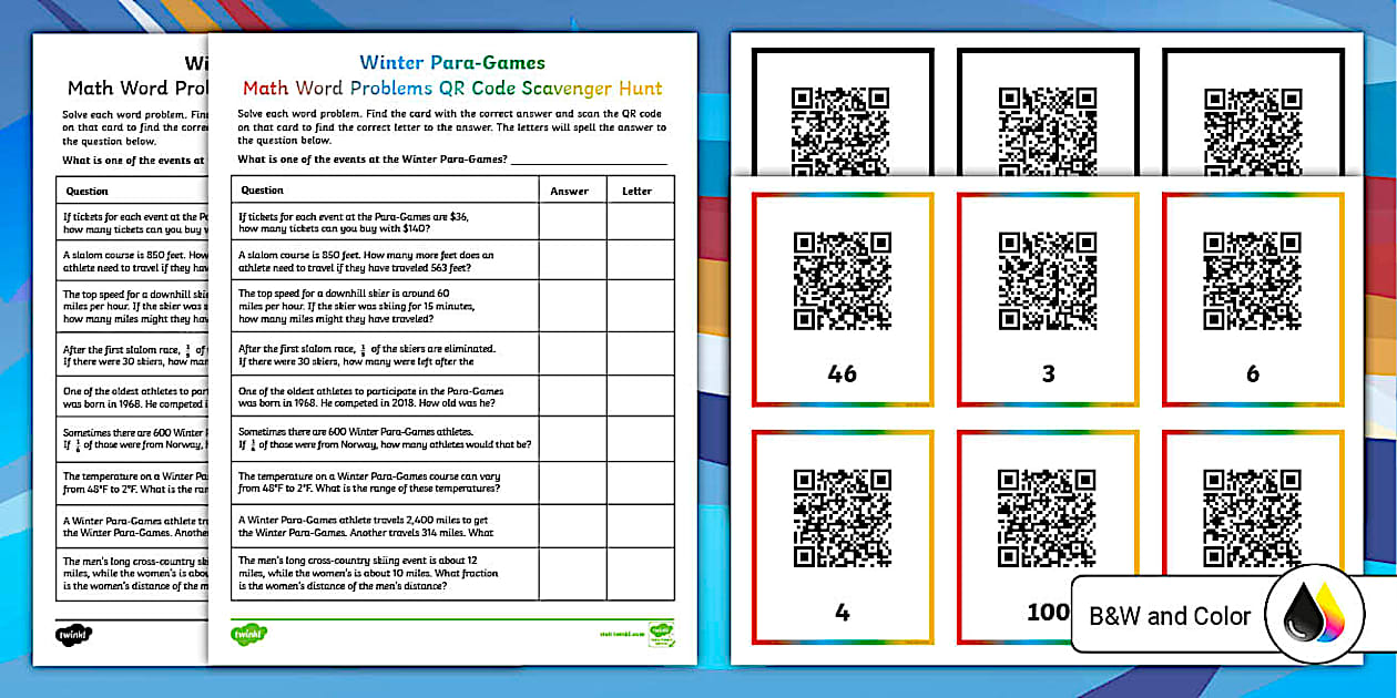 Winter Para-Games Math Word Problems | Twinkl USA Resources