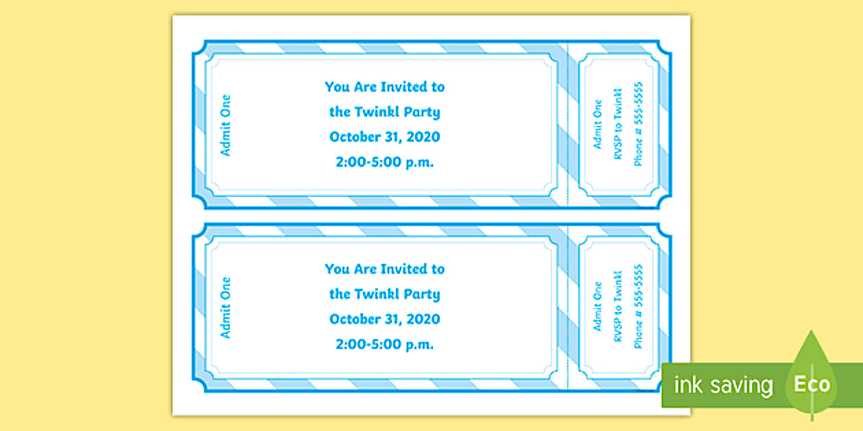 Editable Event Ticket Template - Role Play Resource - Twinkl