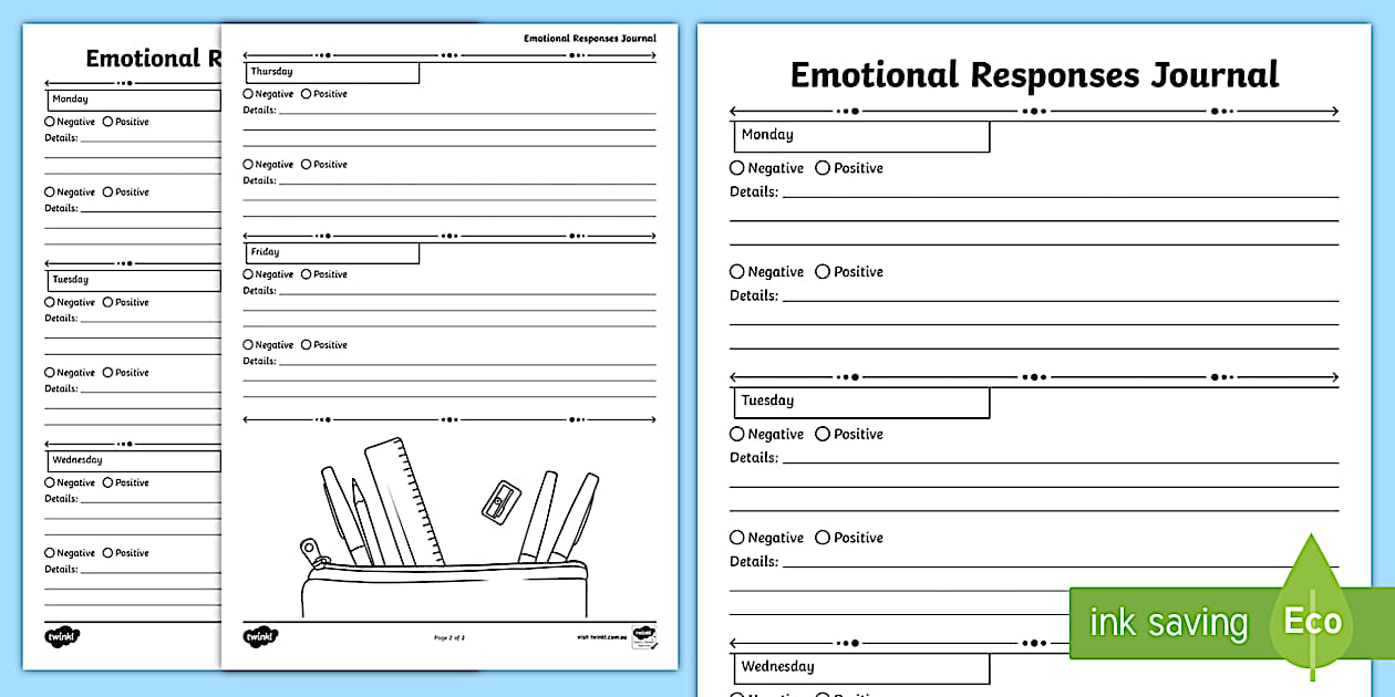 SA Emotional Responses Journal Writing Template - Twinkl