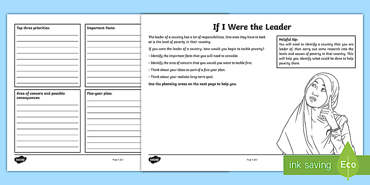 Editable KS2 If I Were the Leader Worksheet (teacher made)