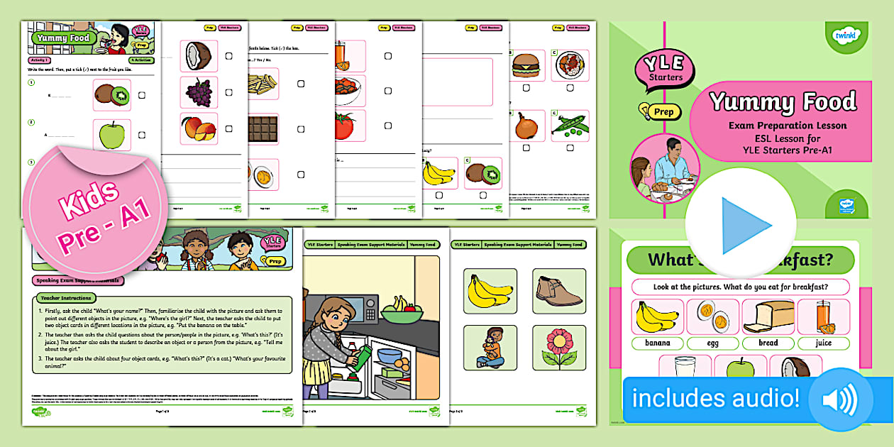 YLE Starters - Prep Lesson (Yummy Food) (teacher made)