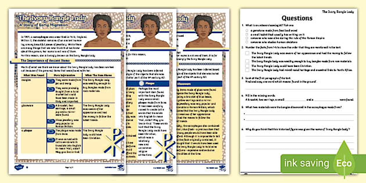 UKS2 Ivory Bangle Lady Differentiated Reading Comprehension