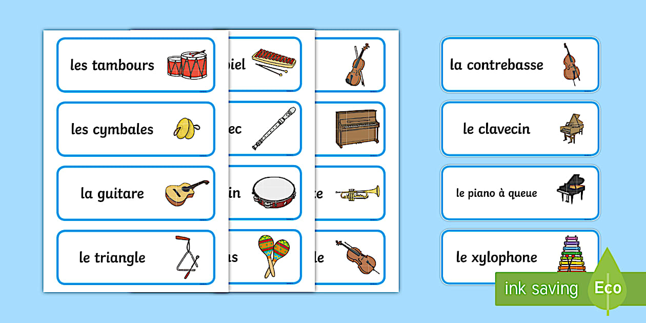 Cartes de vocabulaire : Les instruments de musique