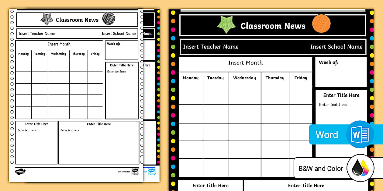 Chalkboard Classroom Editable Newsletter (Teacher-Made)