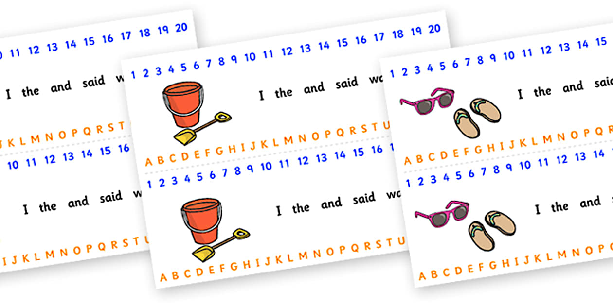 Combined Alphabet and Number Strips (Seaside) (teacher made)