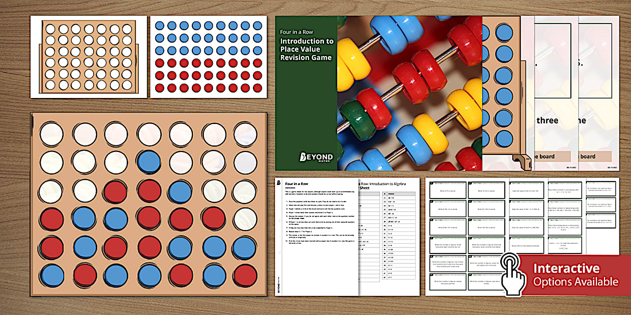 👉 Four in a Row Introduction to Place Value Revision Game