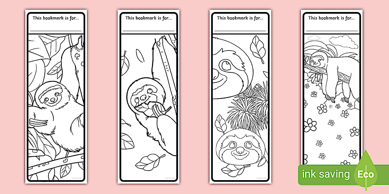 Sloth Bookmarks to Colour | Twinkl | Reading | KS1 Colouring