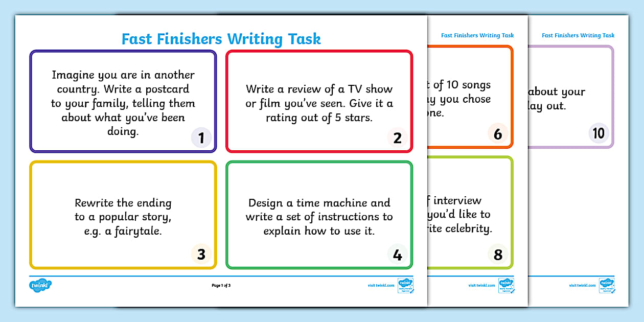 Fast Finishers Writing Task Cards (teacher made) - Twinkl