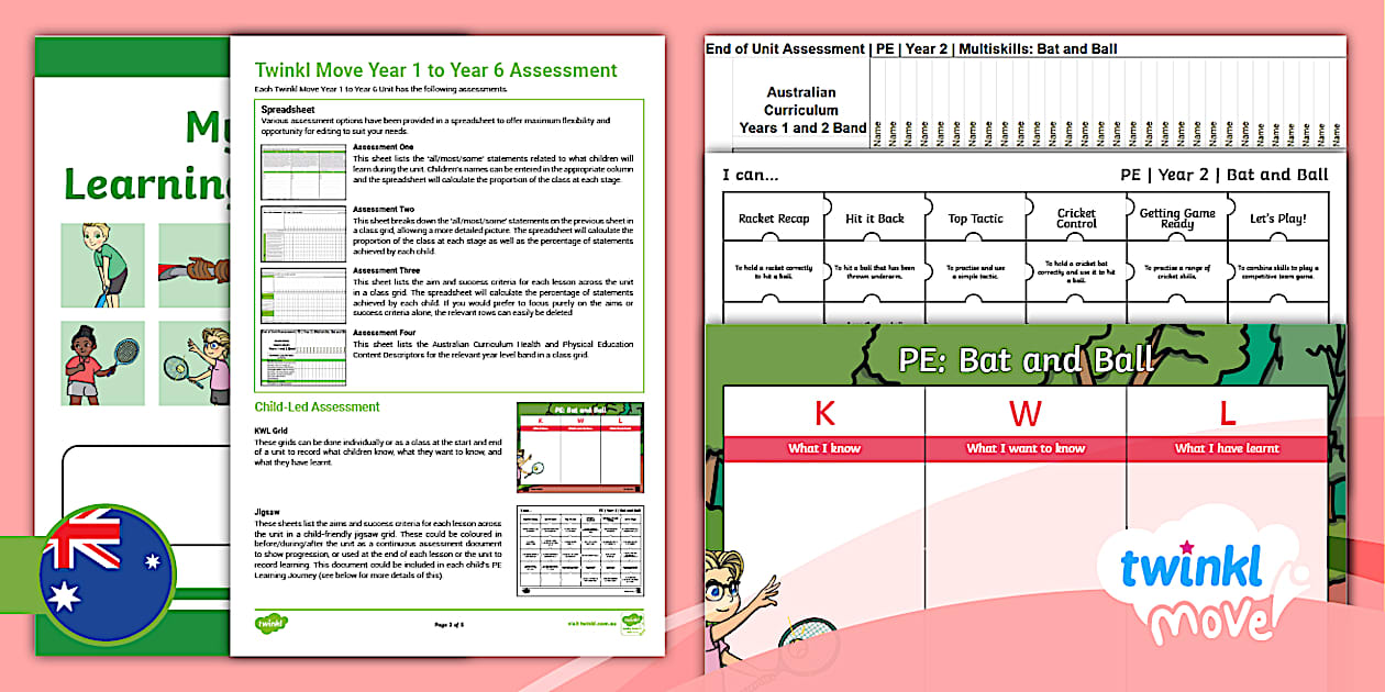 Move PE Year 2 Multiskills: Bat and Ball Assessment Pack
