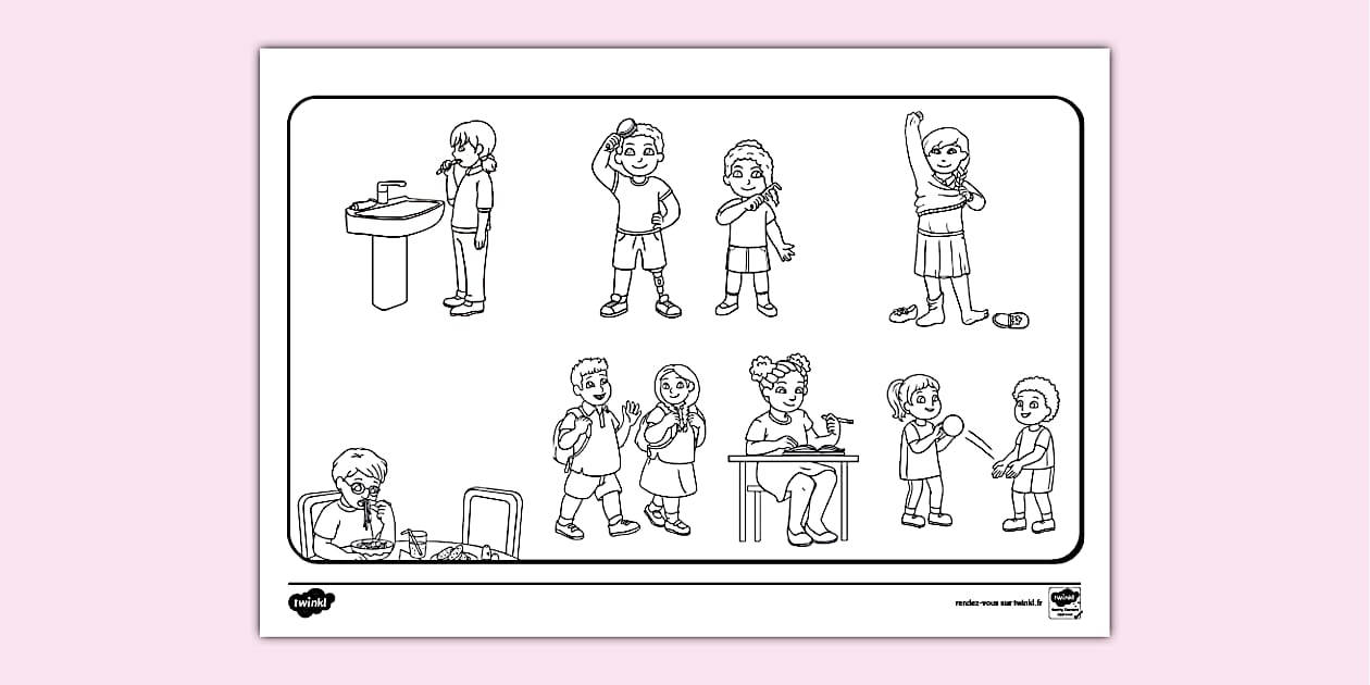 Coloriage : Ma journée - Twinkl Coloriages