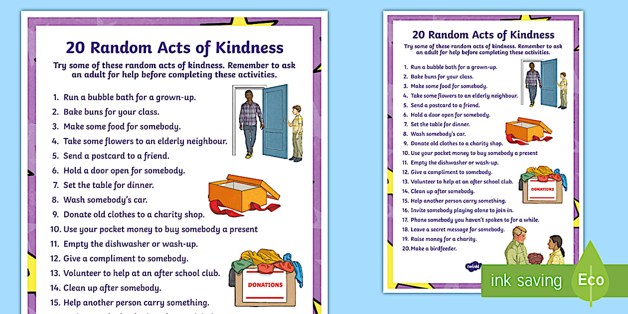 Editable KS2 Random Acts of Kindness Display Poster - Twinkl