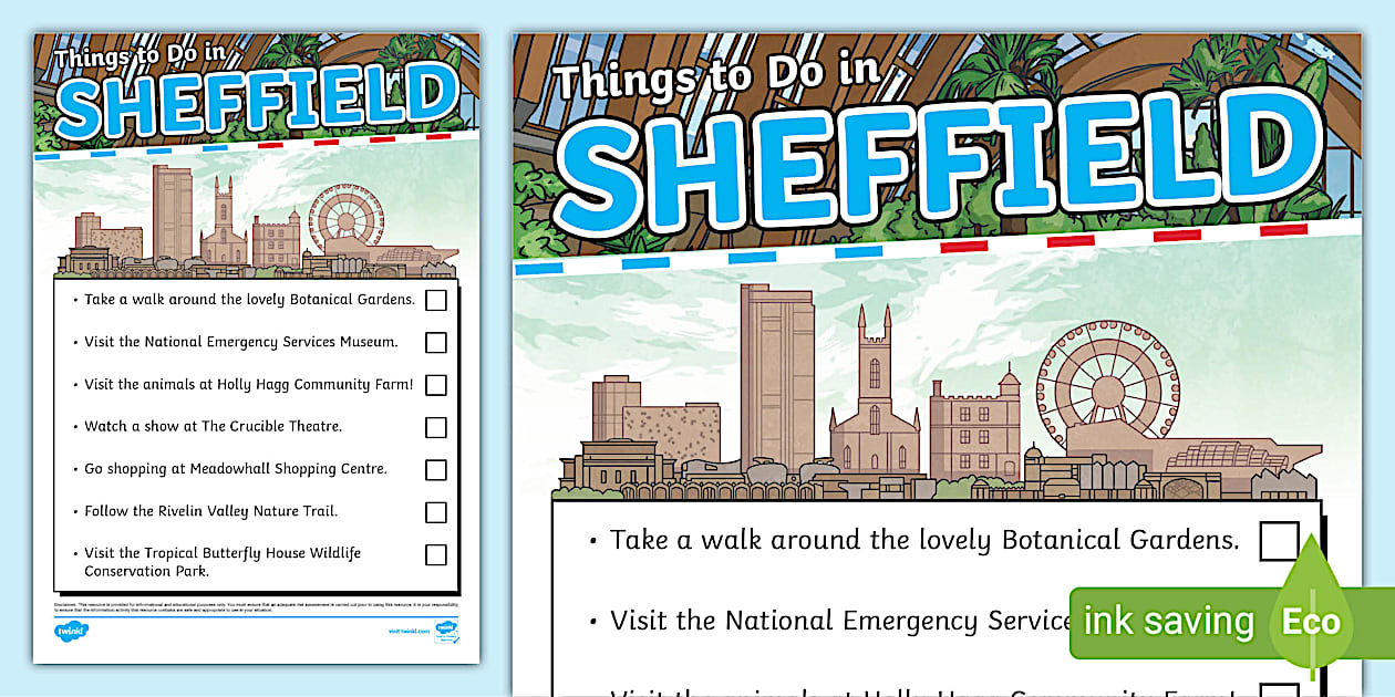 Things to Do in Sheffield Checklist Activity (Teacher-Made)