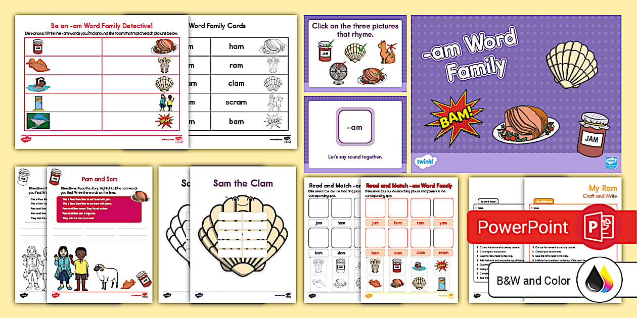 -am Word Family Resource Pack for K-1st Grade (teacher made)